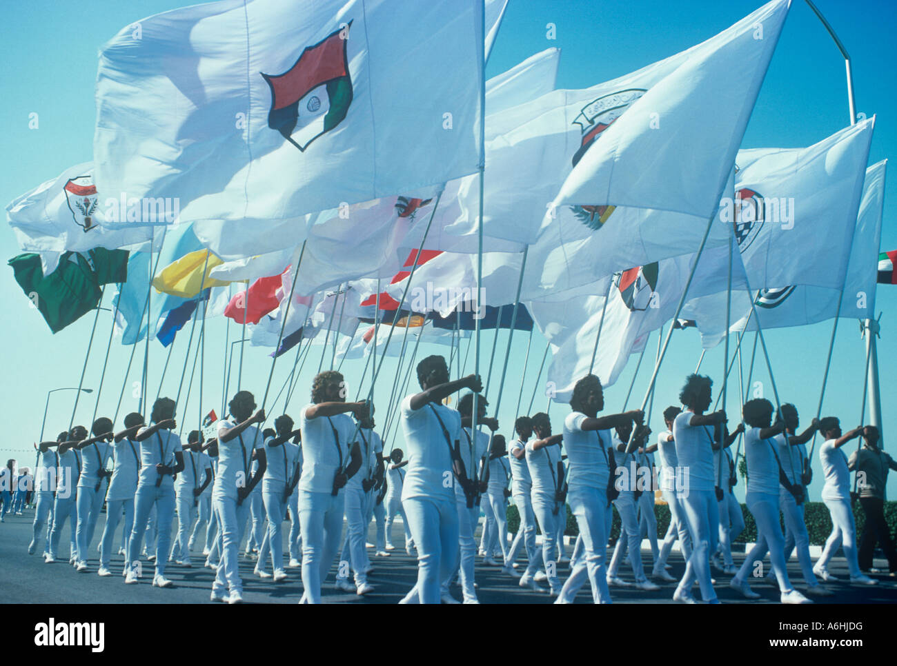 Procession in Abu Dhabi on Union day for the Trucial States, December ...