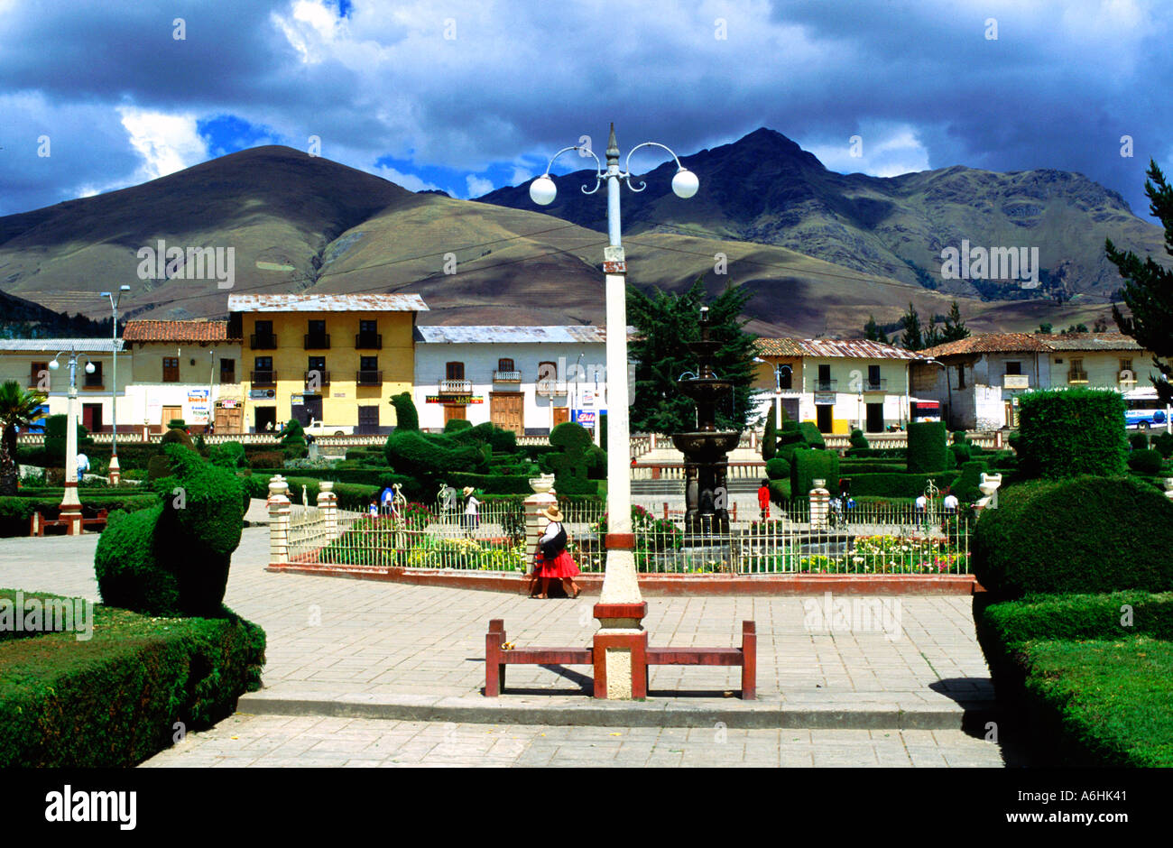 Main square.Plaza de Armas.Huamachuco.Peru Stock Photo - Alamy