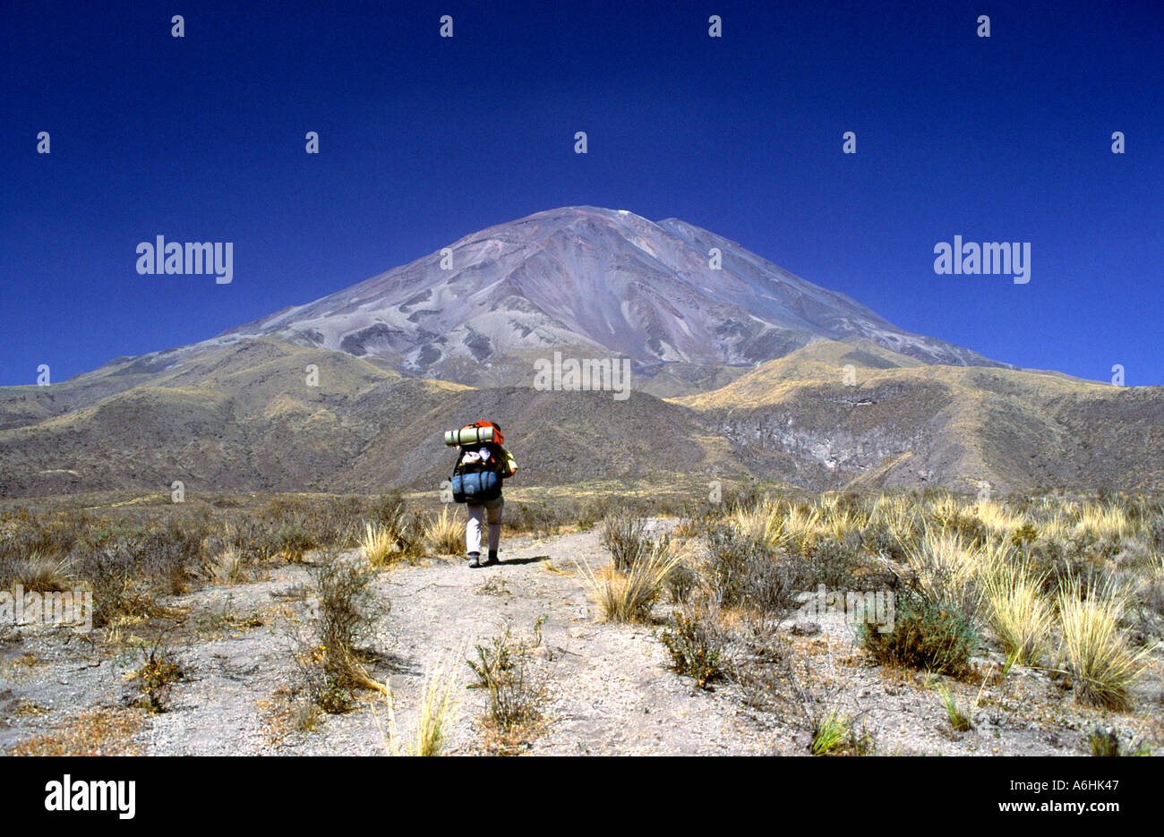 Trekking to Misti volcano 5821 mts Arequipa Peru South America Stock ...