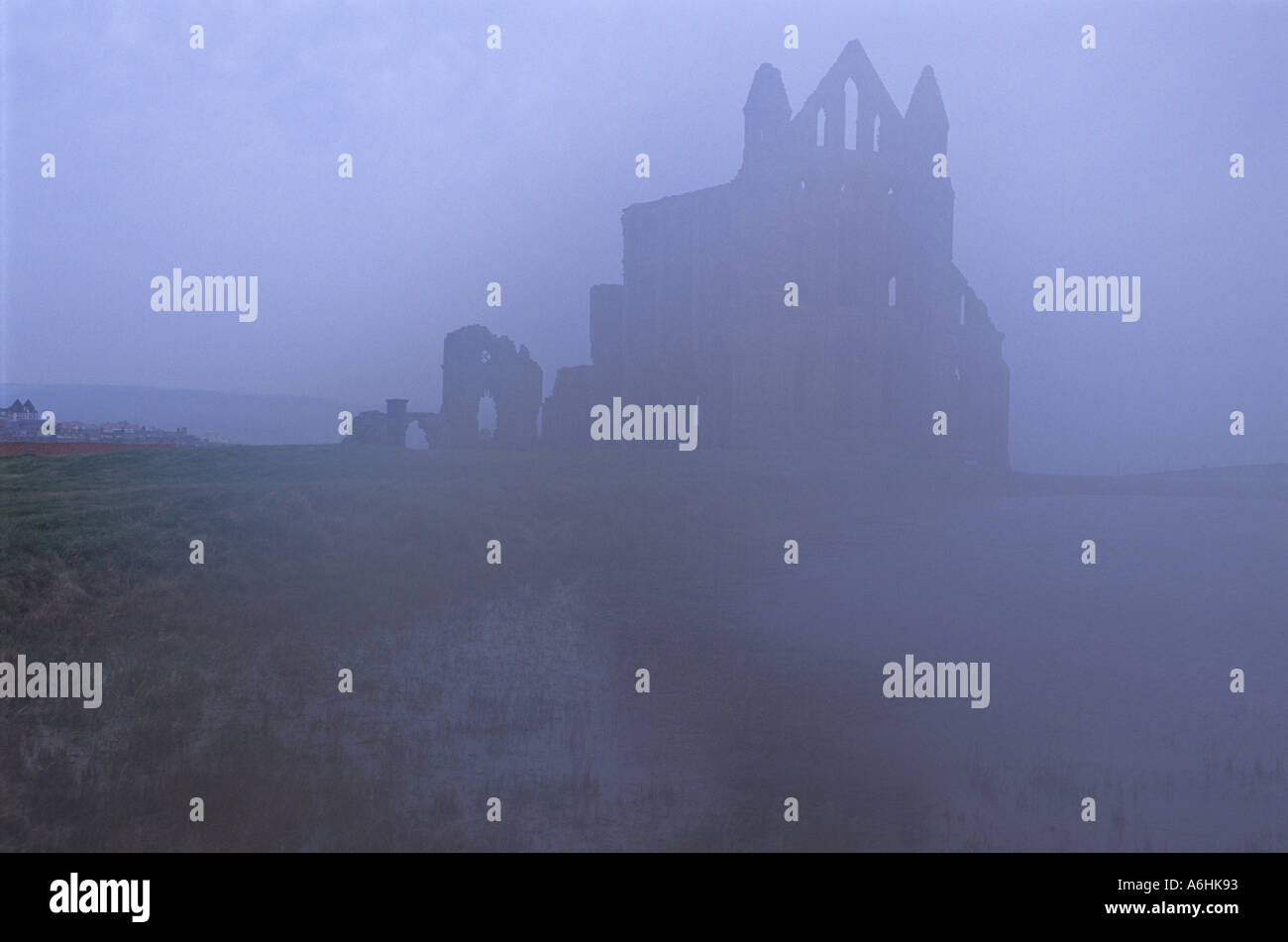 Whitby Abbey in sea mist Stock Photo - Alamy