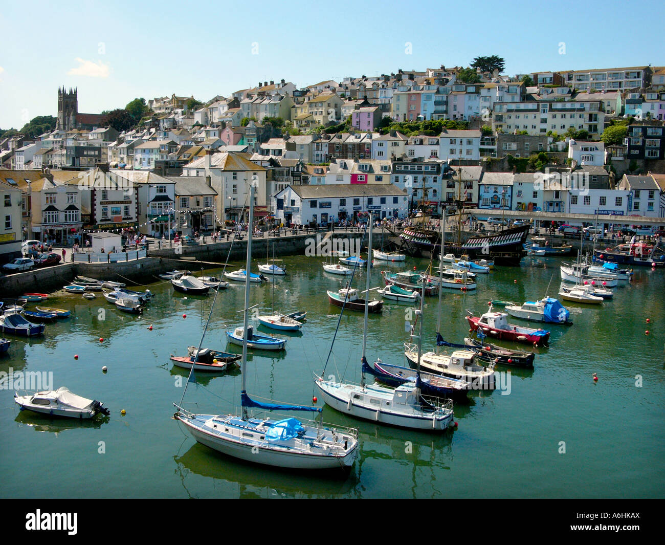 Brixham town and harbour Devon Stock Photo - Alamy