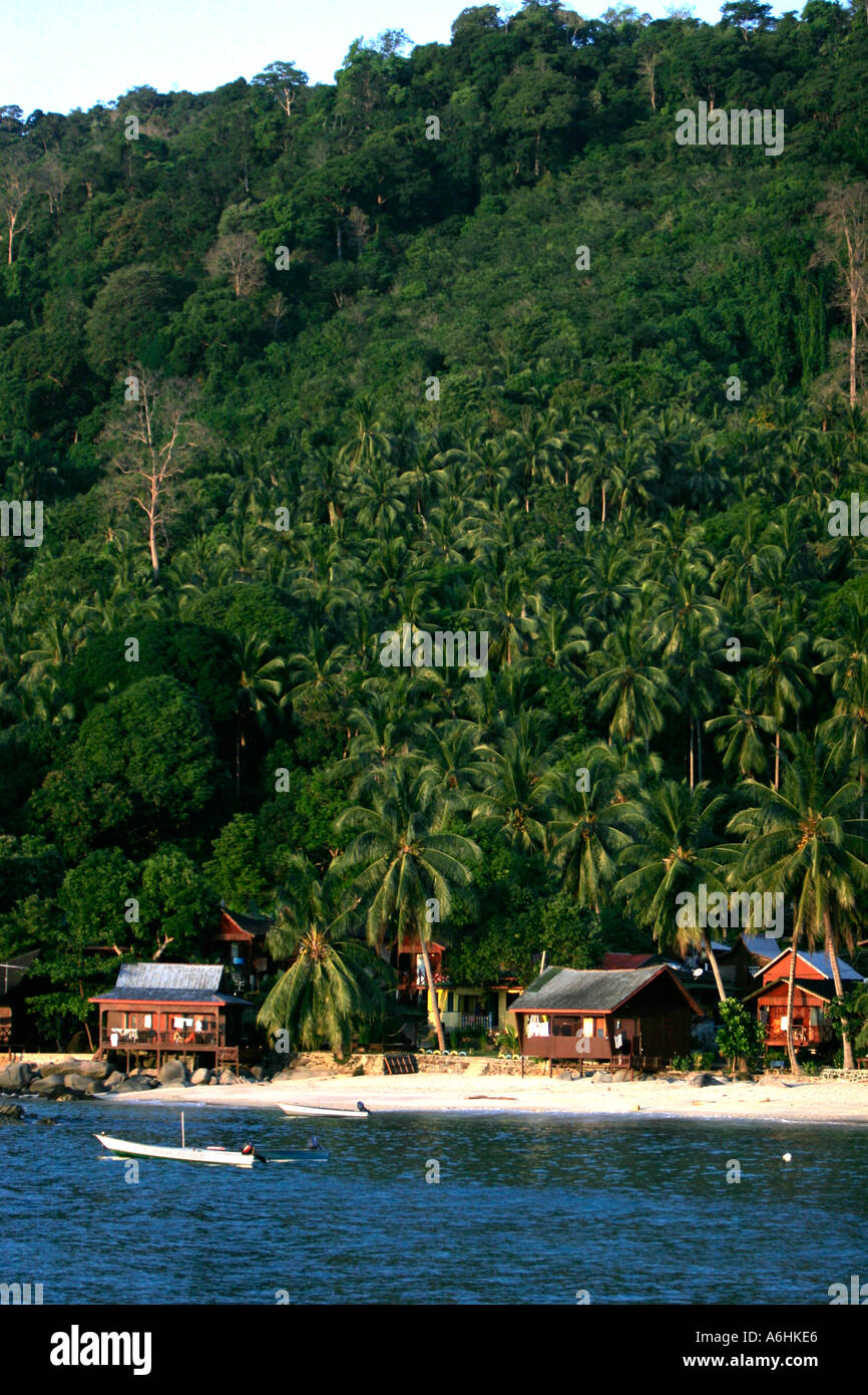 Beach bungalows Salang Beach Tioman Island Malaysia Stock Photo - Alamy