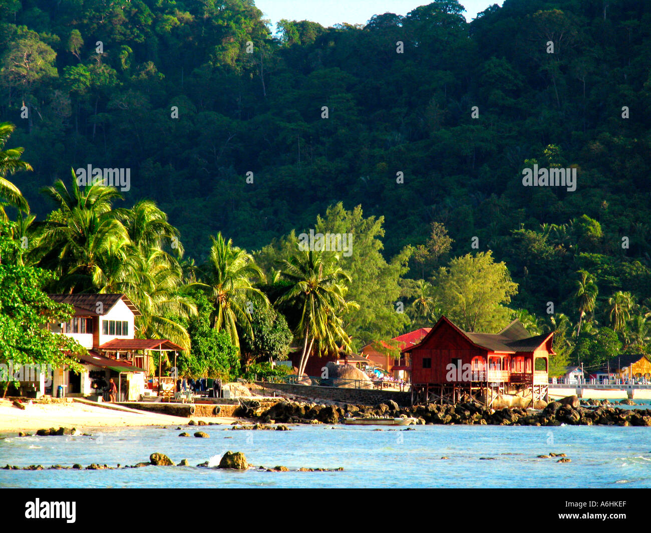 White sand buildings high pitch pitched roof roofs hi-res stock ...