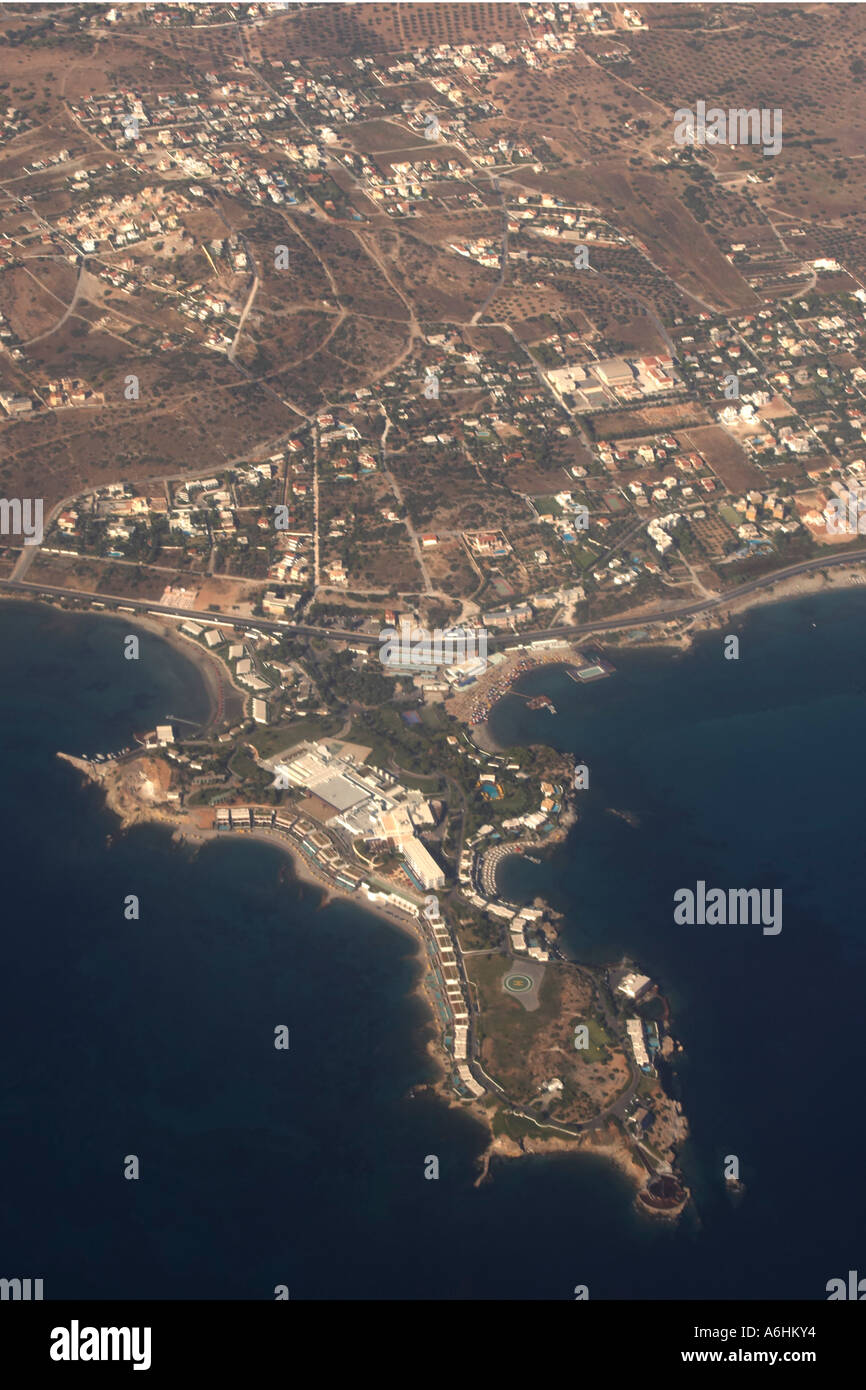 Aerial view south of coastline south of Athens with Lagonissi Atiki or ...
