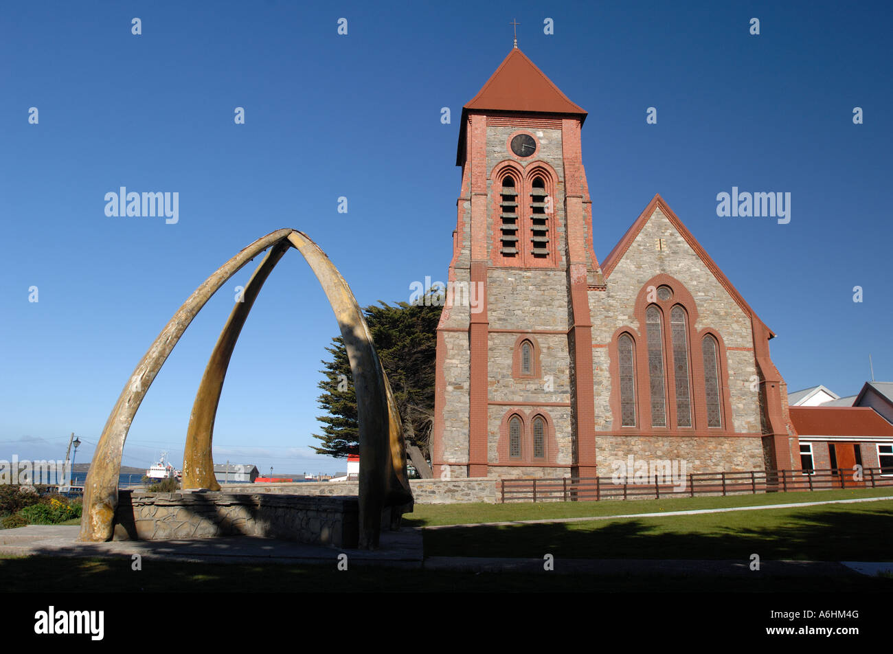 Christ Church Cathedral with the famous whale arch, Stanley capital of ...