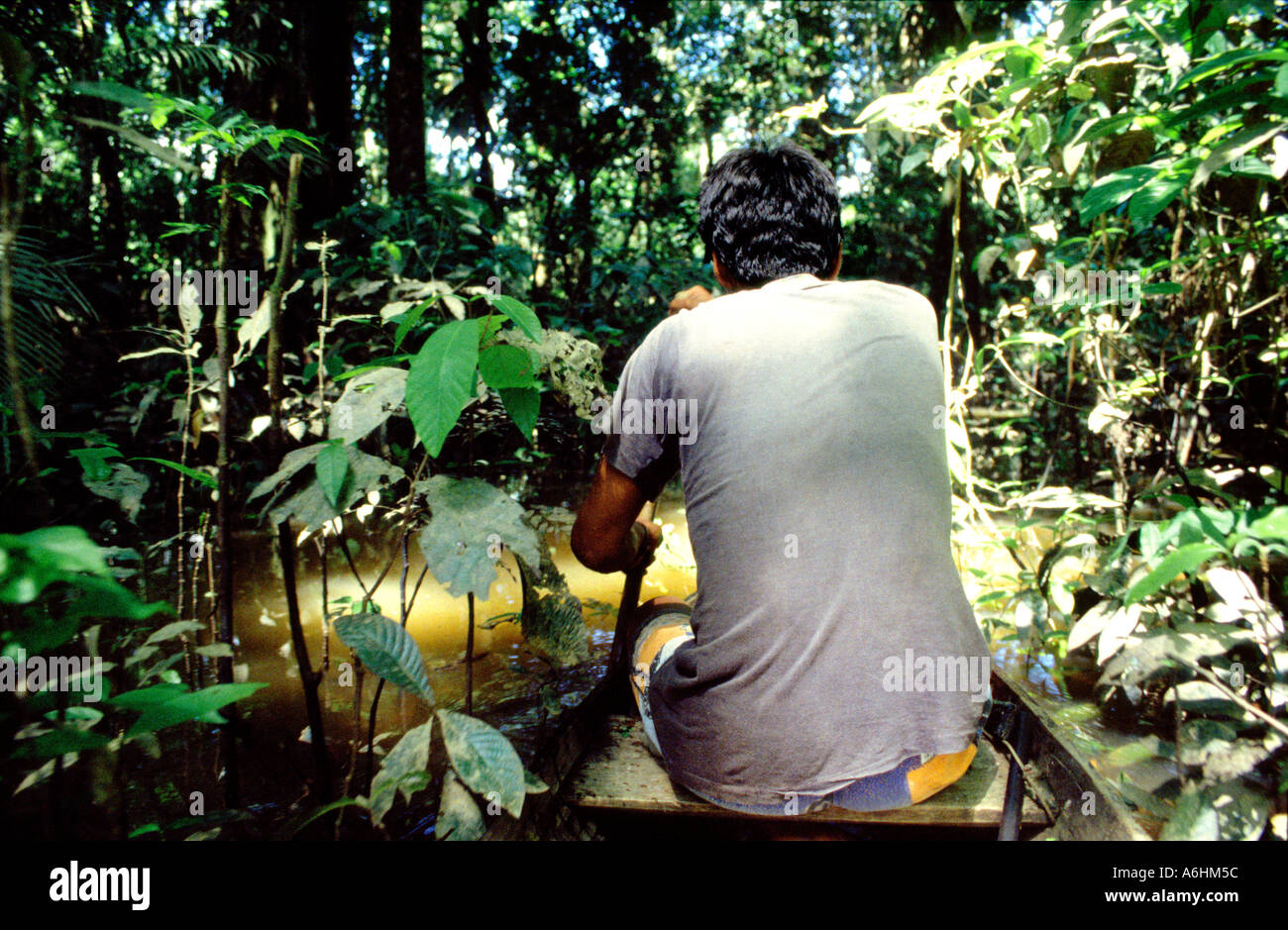 Canoe in Napo river.Near Iquitos,Amazonia.Peru Stock Photo - Alamy