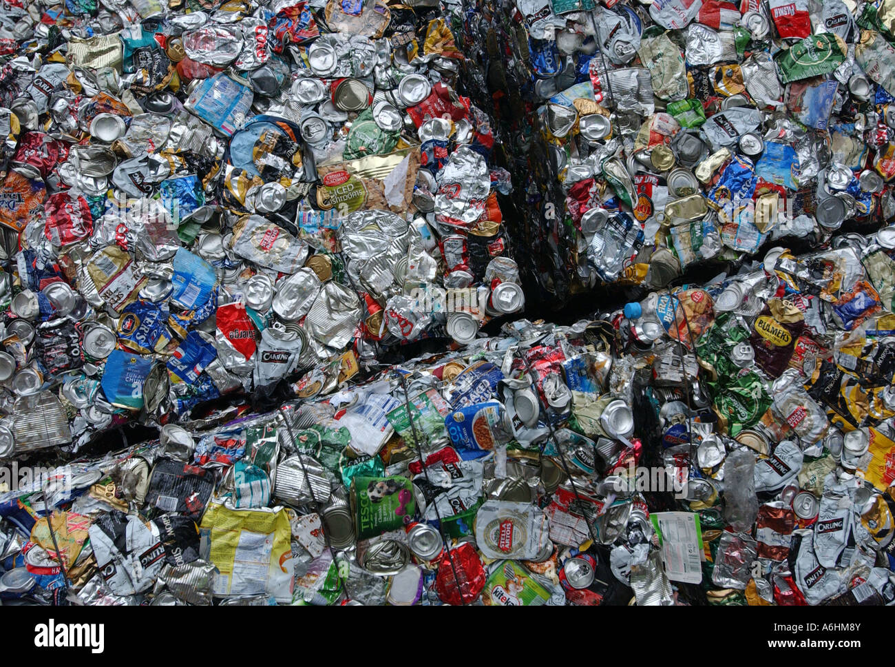 Close up of bales of crushed cans ready for recycling Stock Photo - Alamy