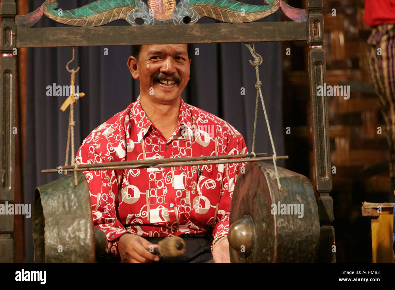 Gong player in Malaysian percussion orchestra Gelanggang Seni cultural ...