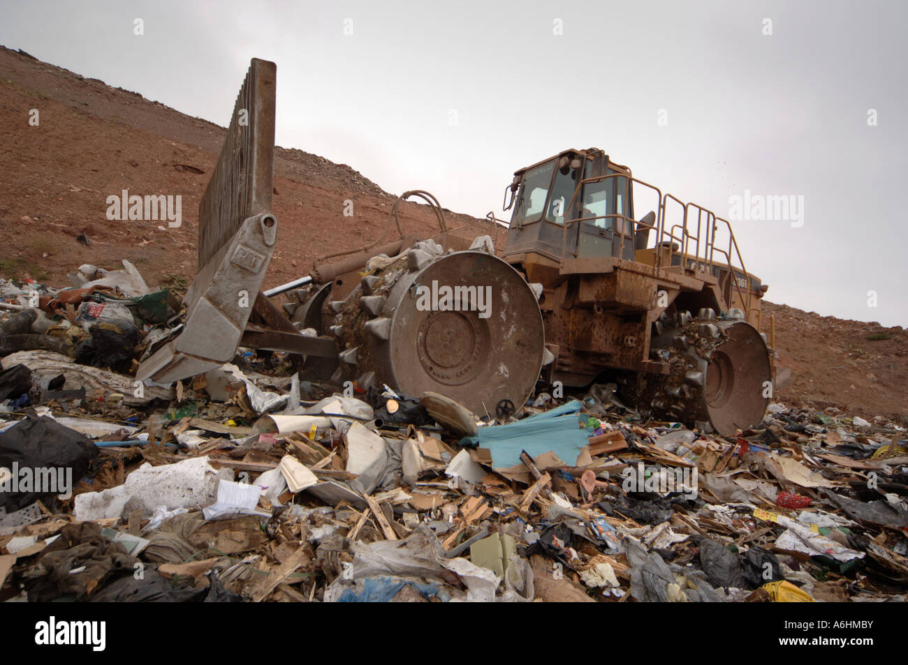Compactor working on a landfill site Stock Photo - Alamy