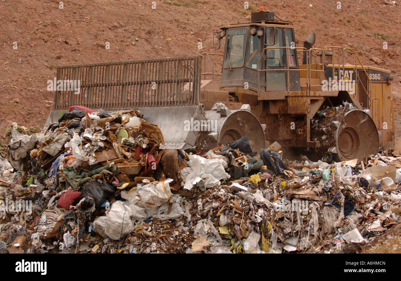 Compactor working on a landfill site Stock Photo - Alamy