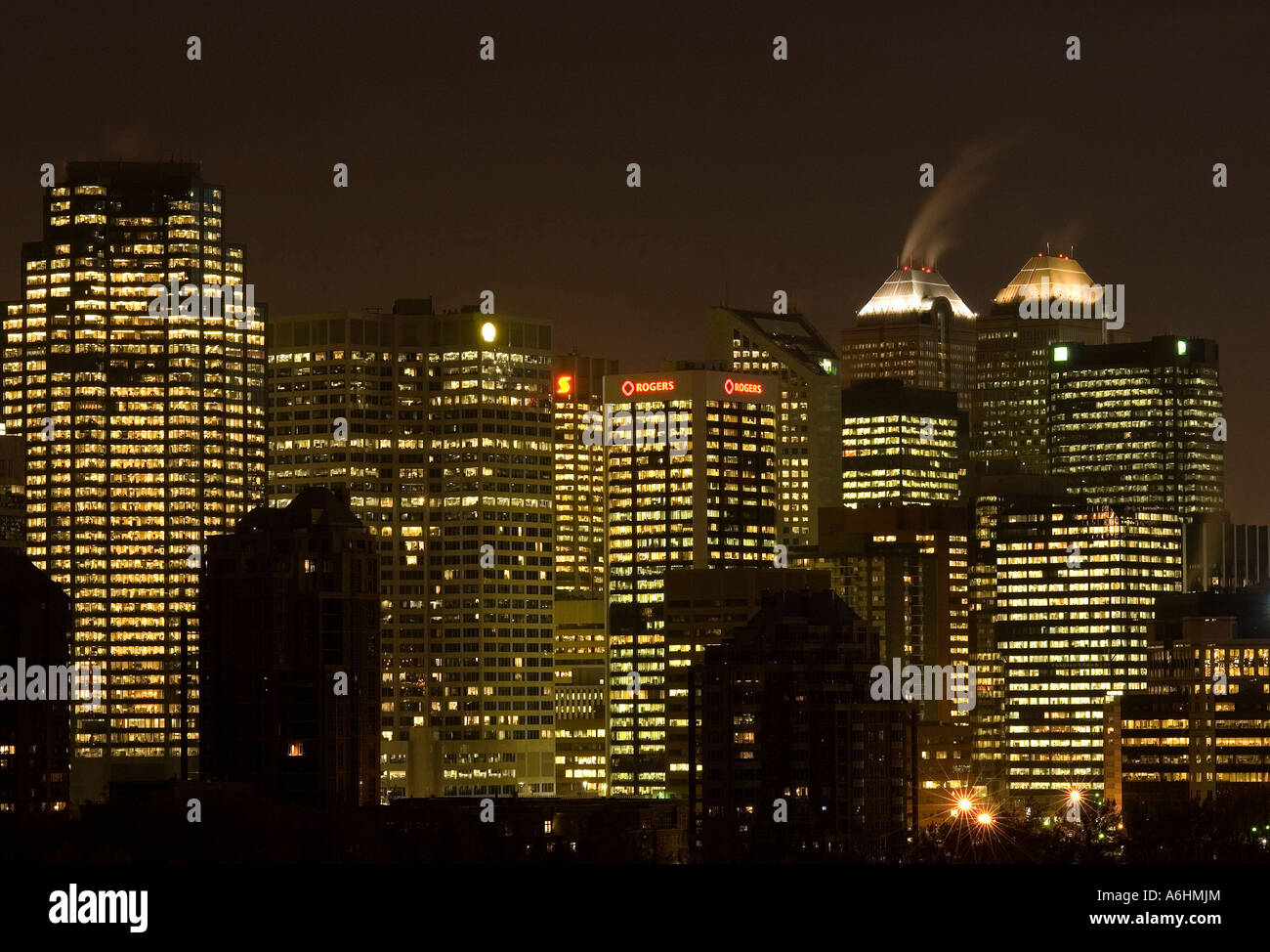 Night skyline of Calgary, Alberta, Canada Stock Photo - Alamy