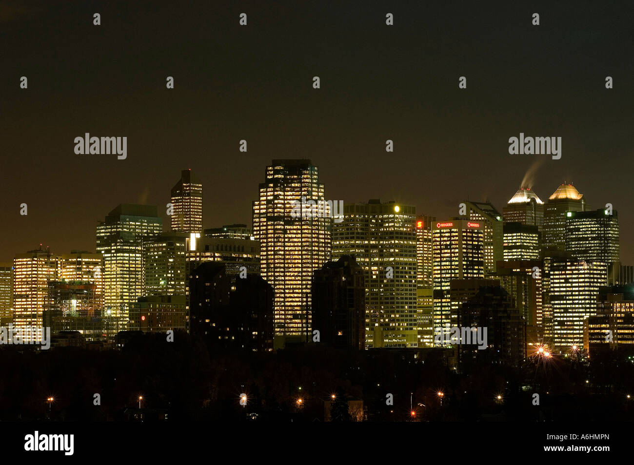 Calgary city skyline at night Stock Photo - Alamy