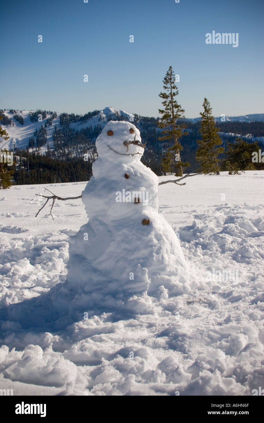 Snowman at Donner Summit near Truckee Sierra Nevada Mountains ...