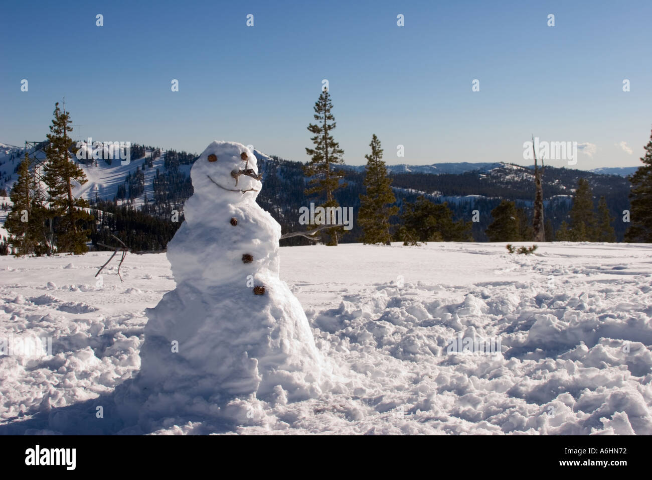 Snowman at Donner Summit near Truckee Sierra Nevada Mountains ...