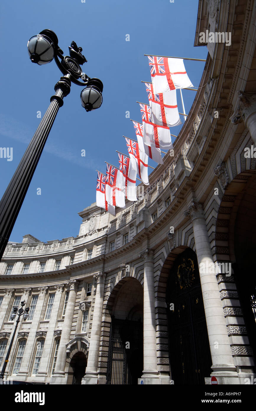 Dramatic abstract view up Admiralty Arch with White Ensigns of Royal ... Dramatic abstract view up Admiralty Arch with White Ensigns of Royal ...