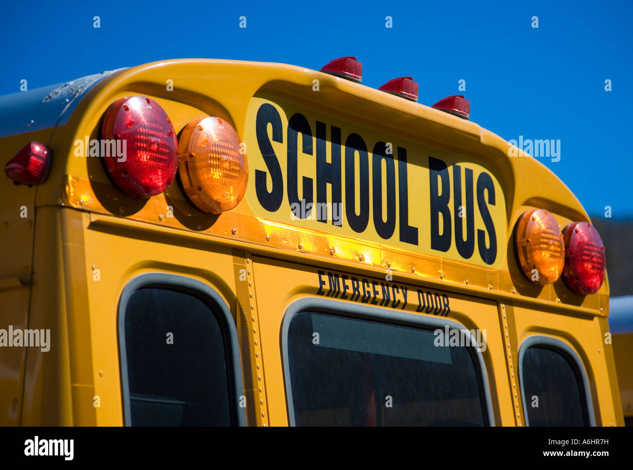 Rear of a school bus Stock Photo - Alamy