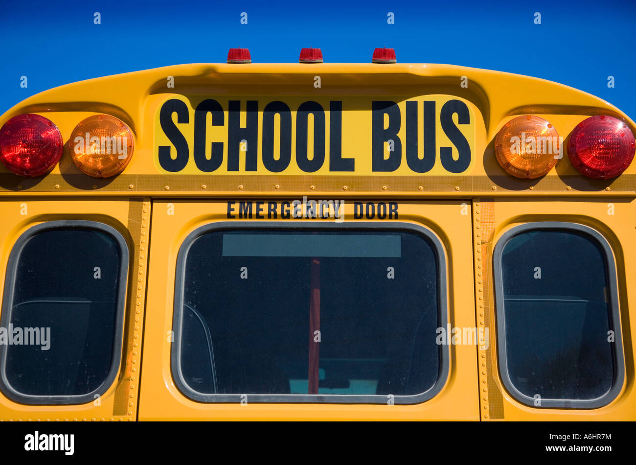 Rear of a school bus Stock Photo - Alamy