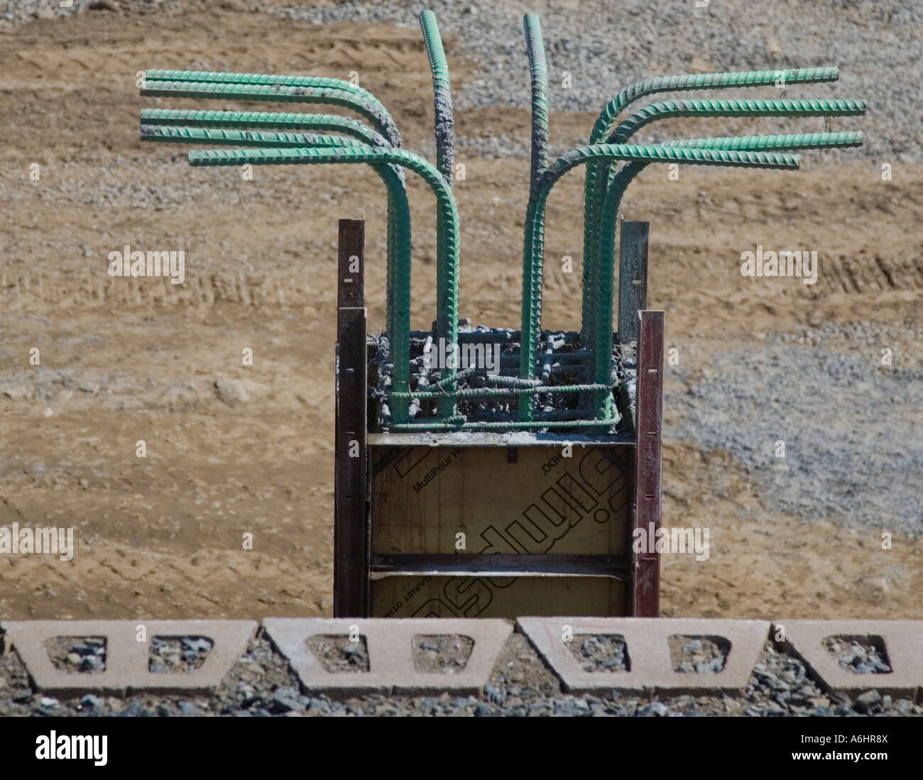 Concrete post reinforced with steel rod Stock Photo - Alamy