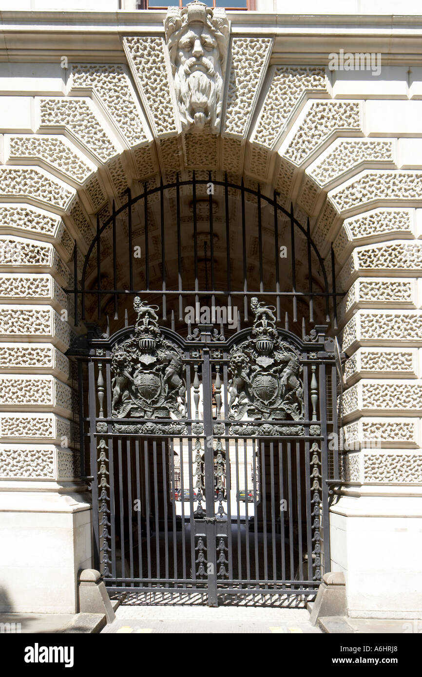 HM Treasury building wrought iron gates London SW1 England UK Historic ...