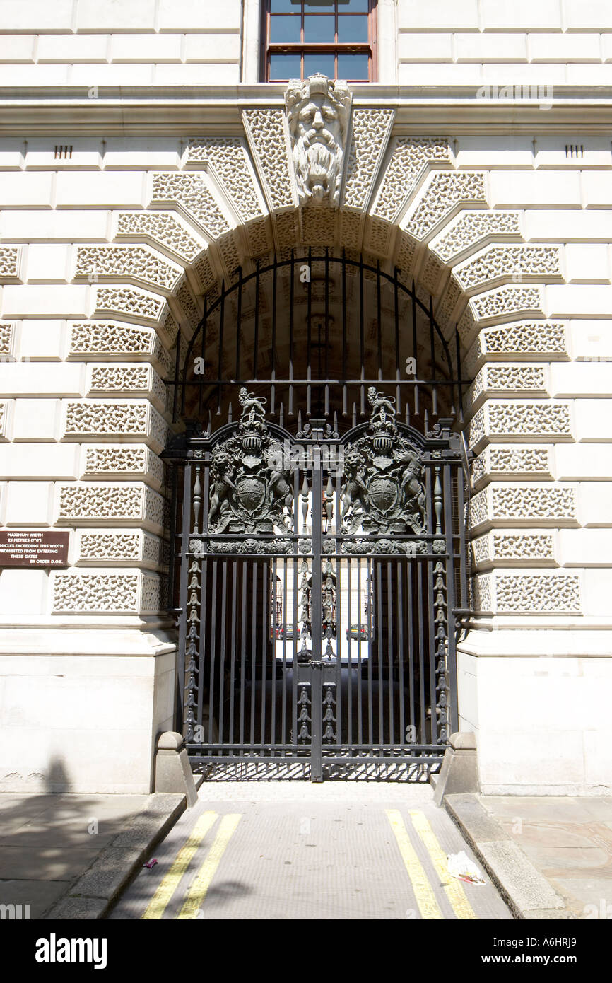 HM Treasury building wrought iron gates London SW1 England UK Historic ...