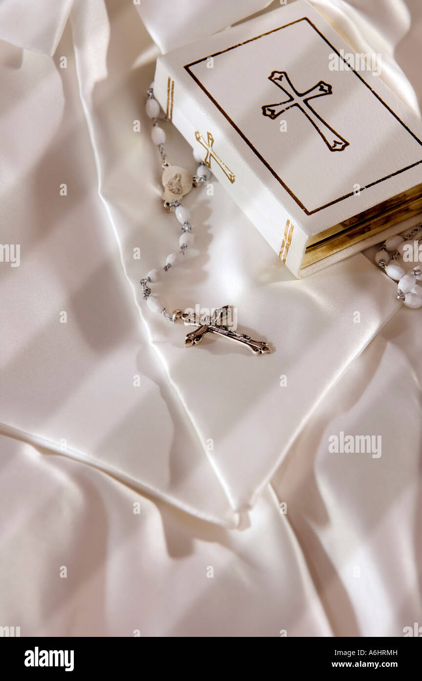 communion items on a silk dress with striped shadows Stock Photo - Alamy