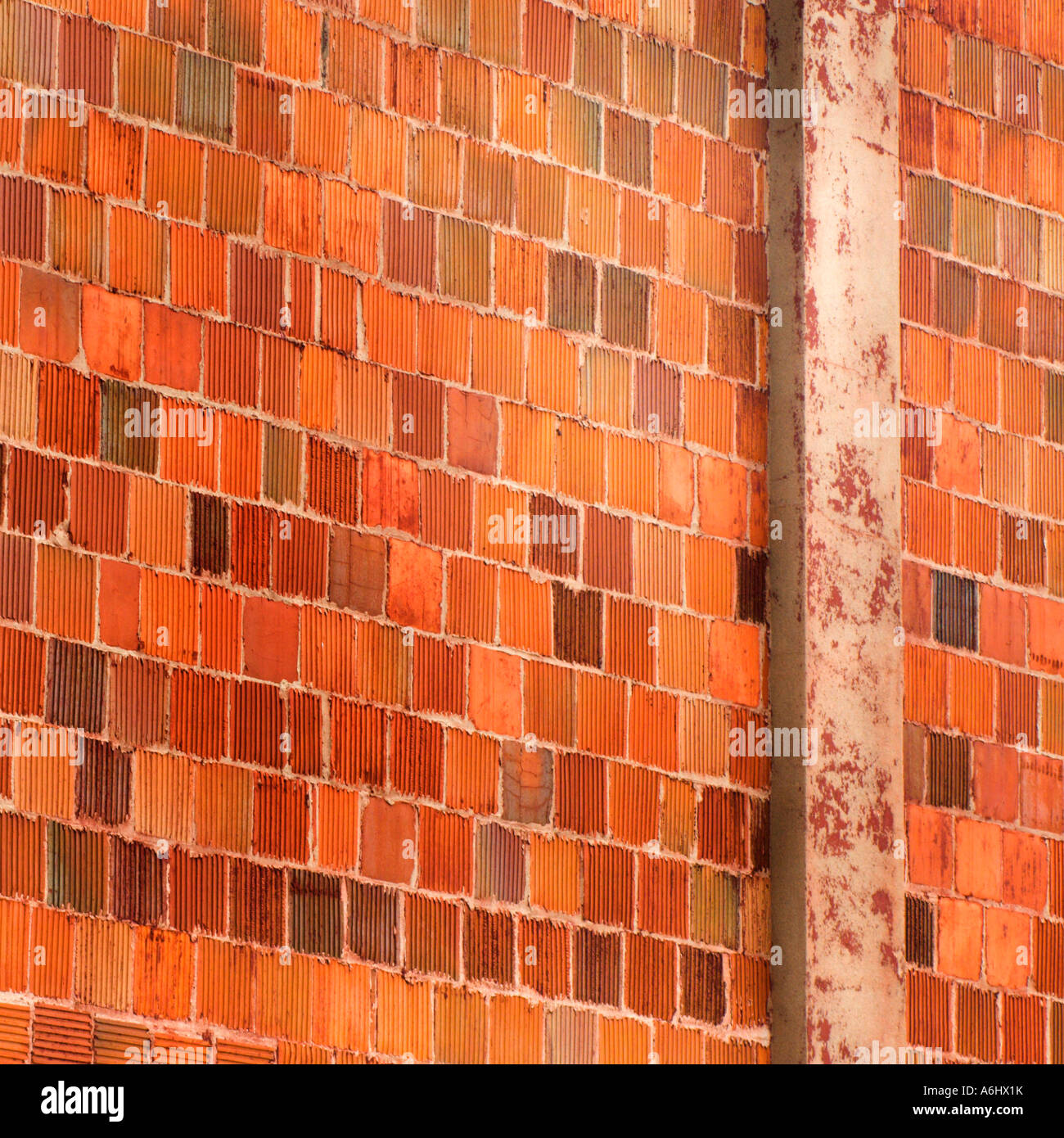 Textured Brick Wall with Column Stock Photo - Alamy