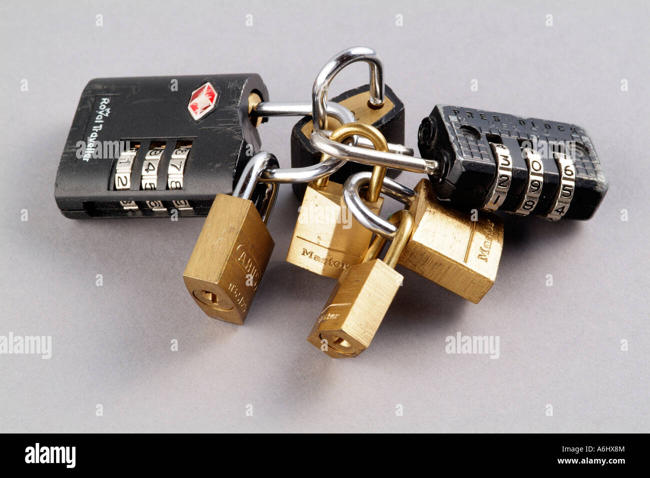 Security Padlocks Locked together Stock Photo - Alamy