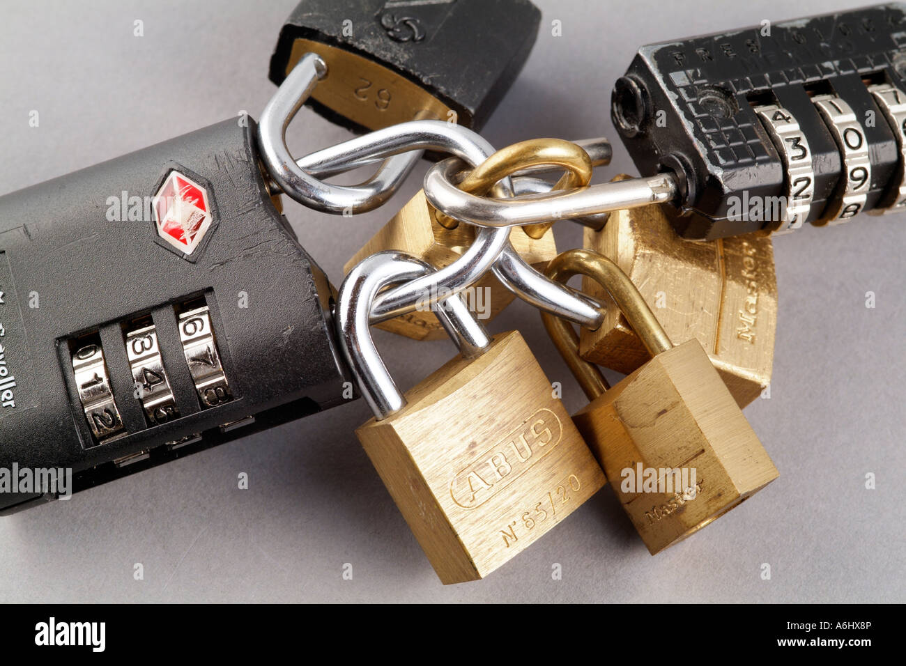 Security Padlocks Locked together Stock Photo - Alamy