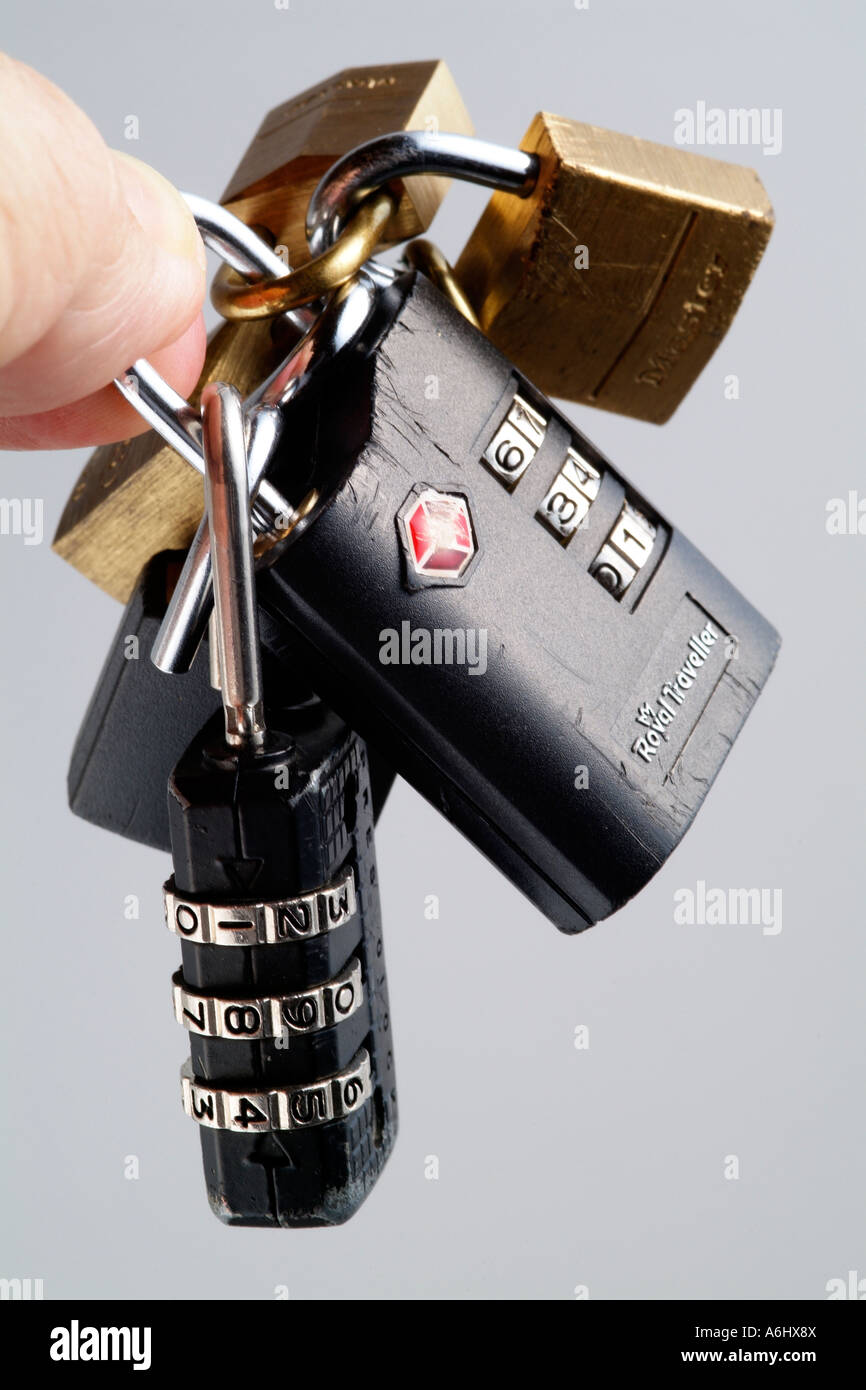 Security Padlocks Locked together Stock Photo - Alamy