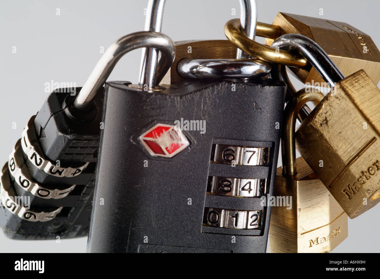 Security Padlocks Locked together Stock Photo - Alamy