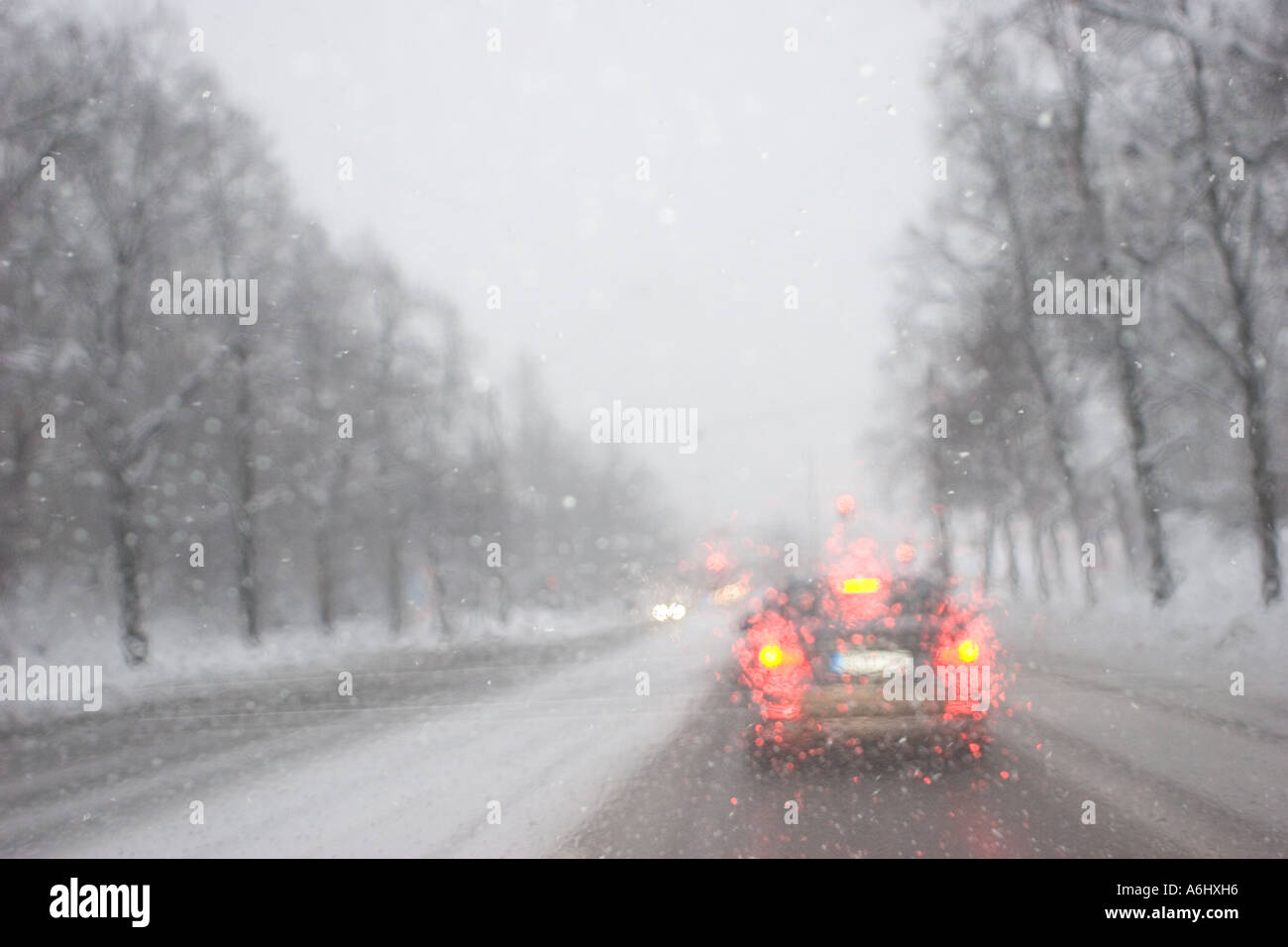 Munich Bavaria Germany after a blizzard low visibility through ...