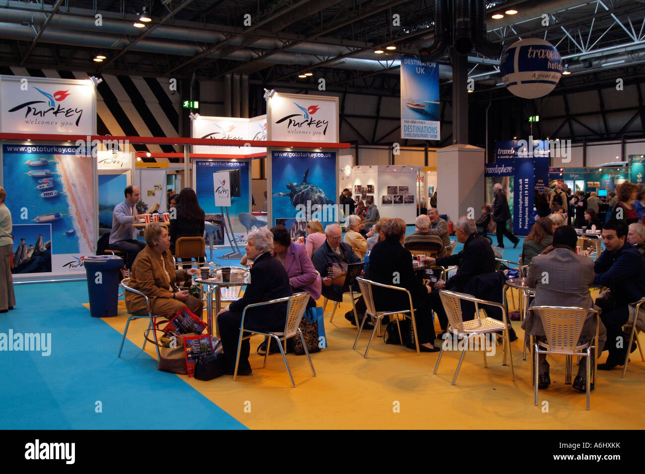 Travel trade fair Birmingham NEC England UK Visitors relax Stock Photo ...