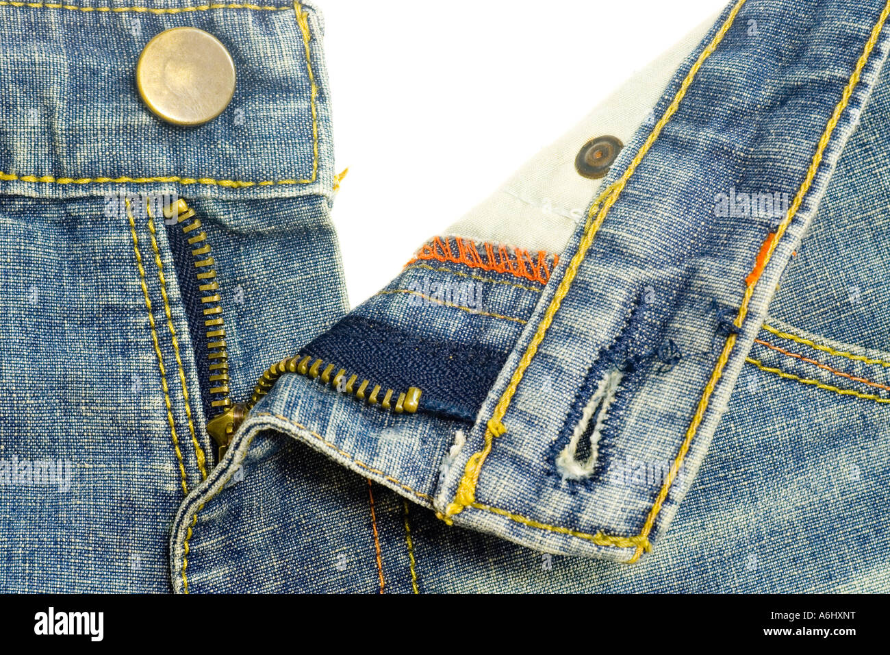 Denim jeans zipper Stock Photo - Alamy