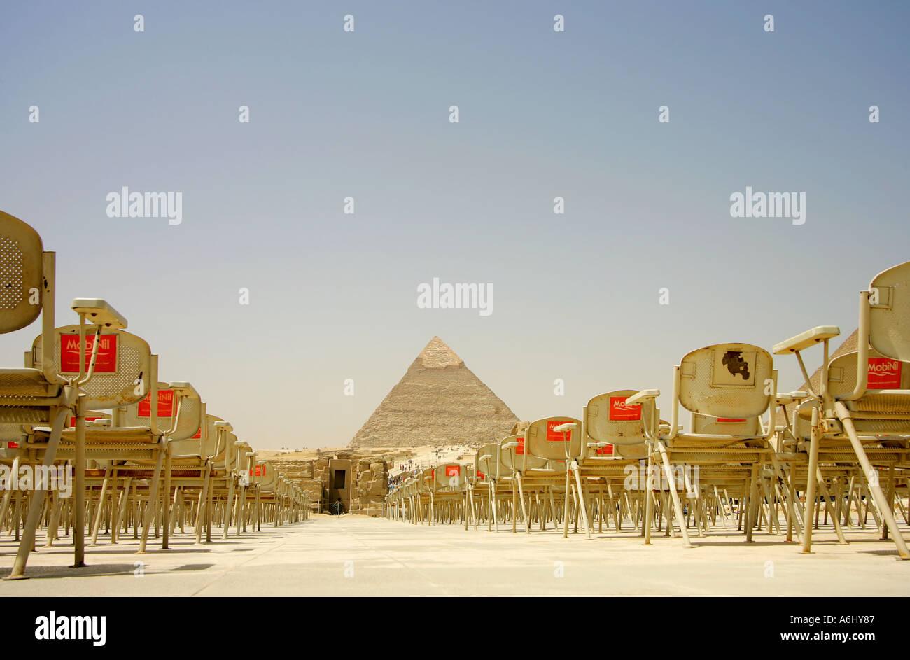 Seats for audience at the pyramids Giza Stock Photo - Alamy