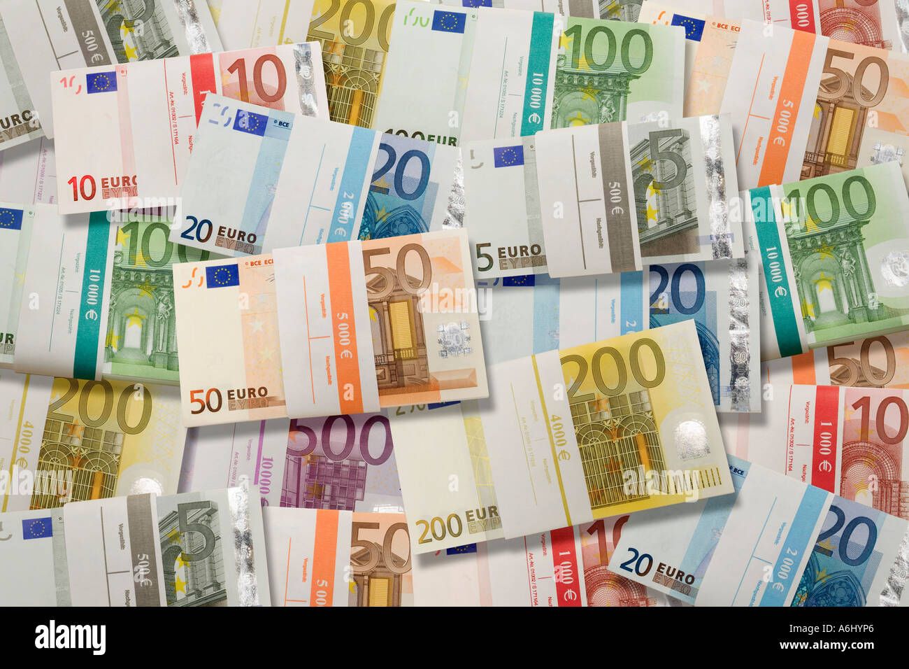 Bundles of money, euro banknotes Stock Photo - Alamy