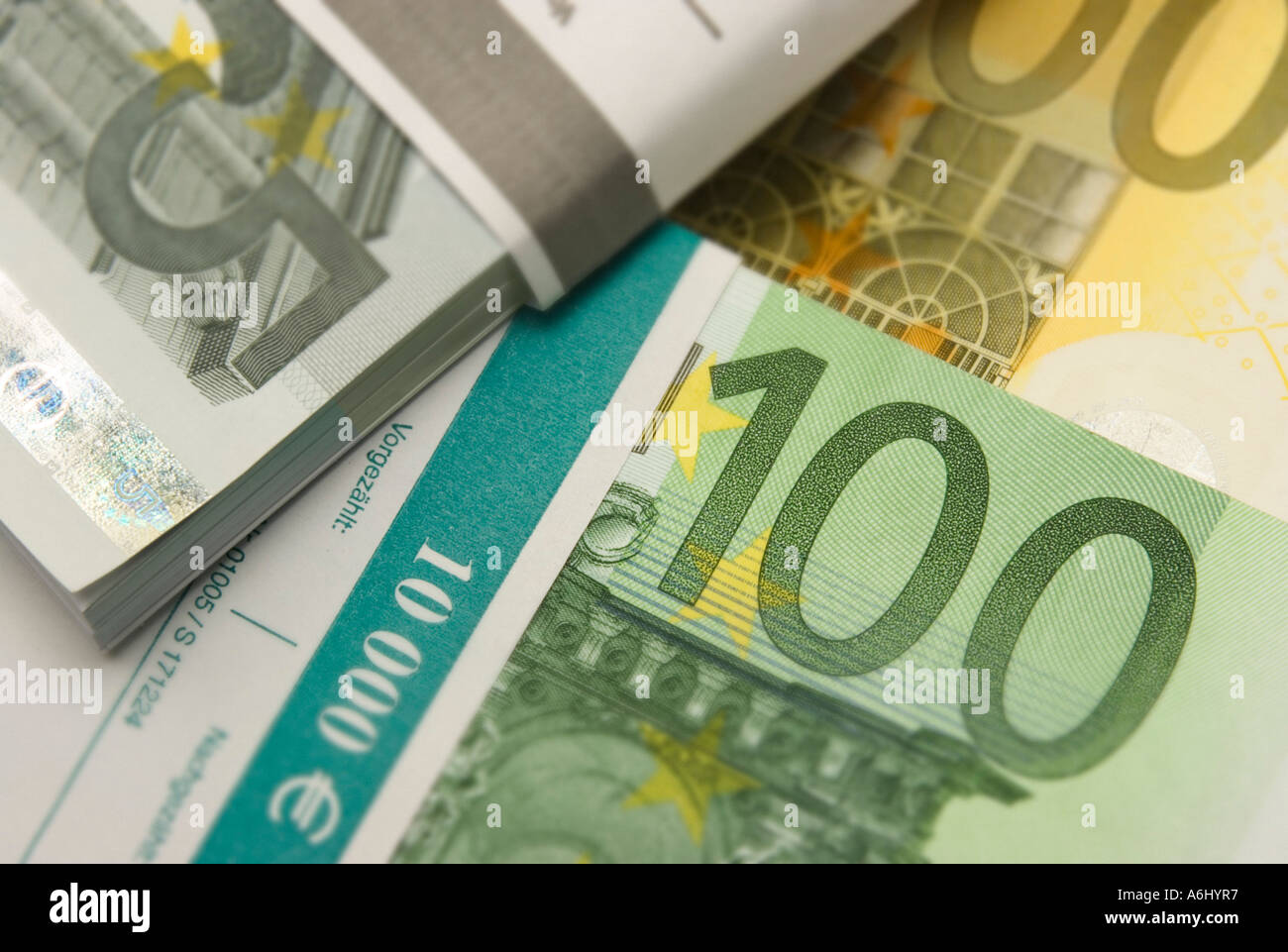 Bundles of money, euro banknotes Stock Photo - Alamy