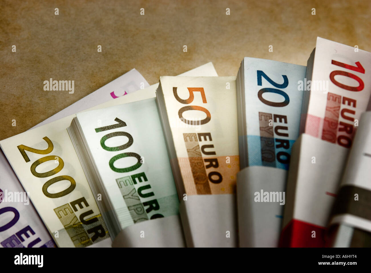Bundles of money, euro banknotes Stock Photo - Alamy