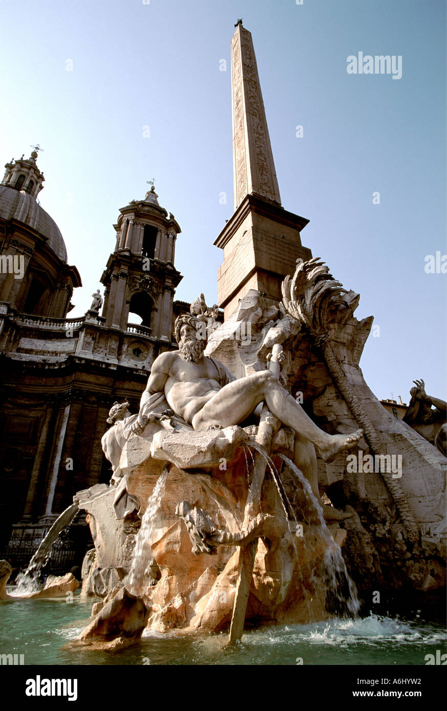 Italy Piazza Navona Fountain of River Stock Photo - Alamy