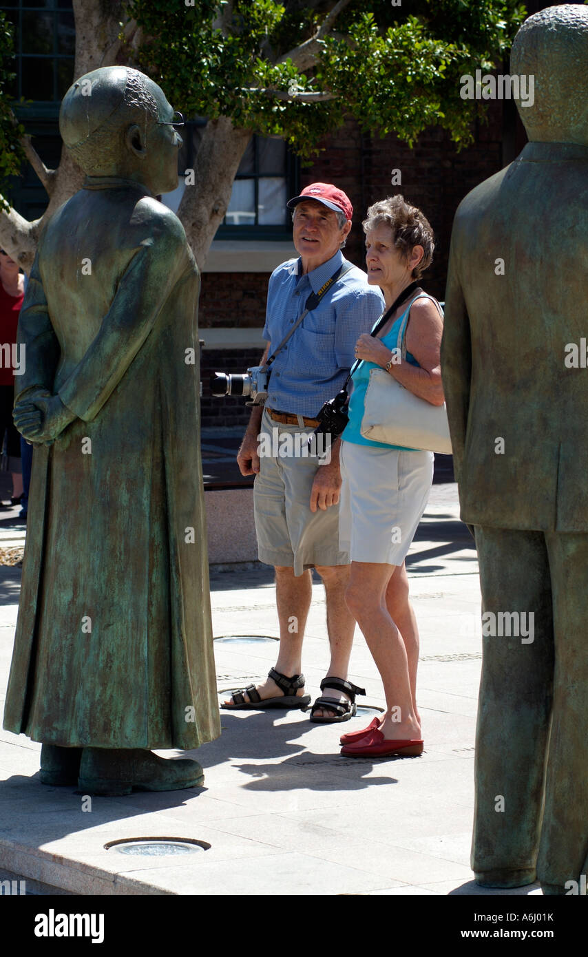 Archbishop Desmond Tutu statue and tourists Cape Town South Africa RSA ...