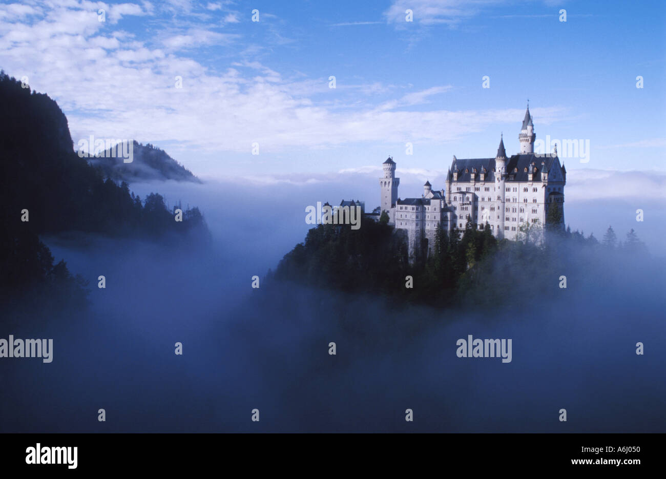 Gothic Castle on Misty Mountaintop Stock Photo - Alamy