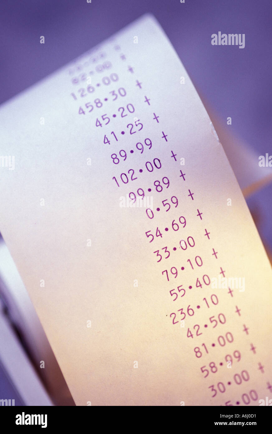 Calculator Print Out Stock Photo - Alamy