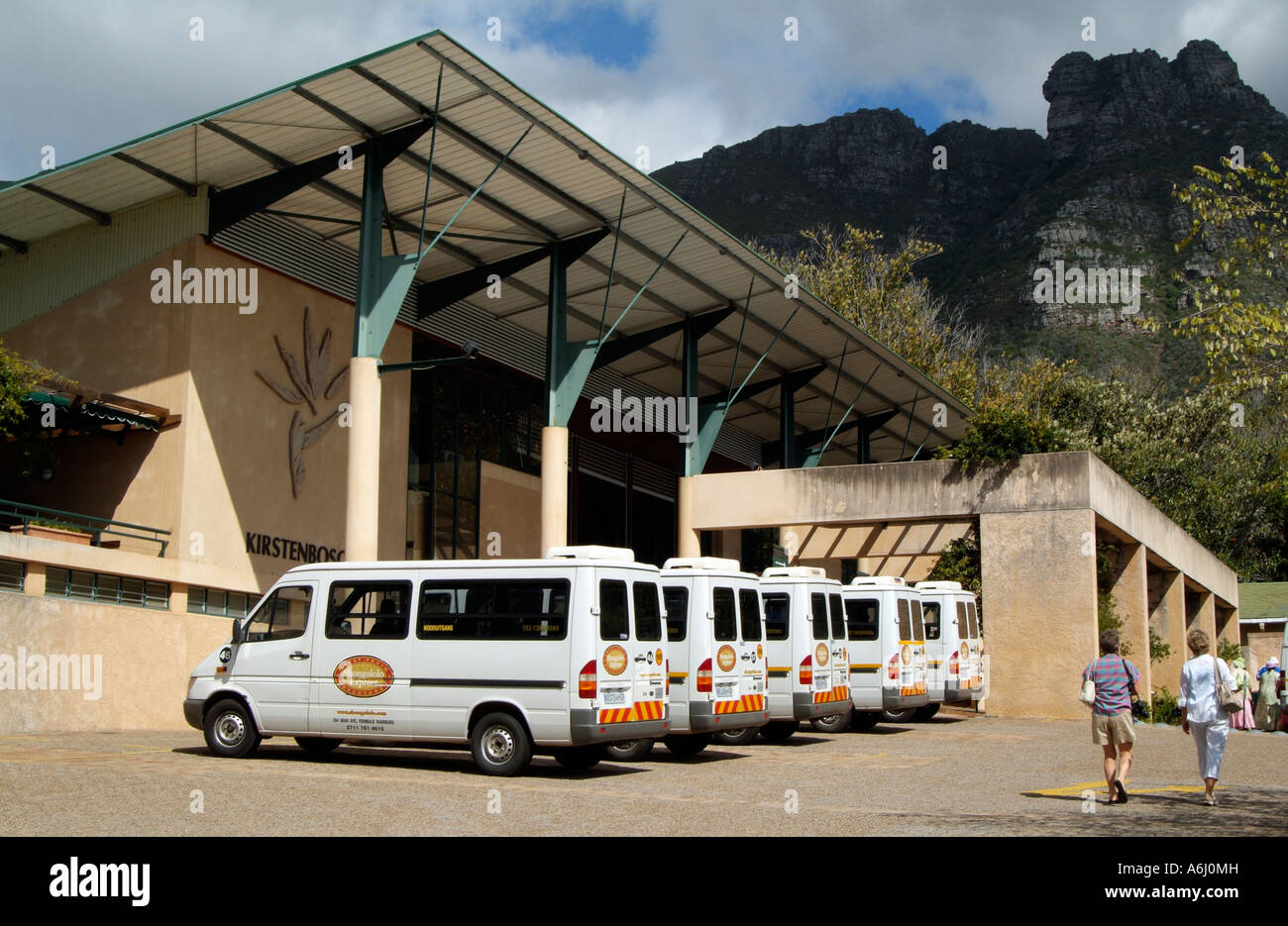 Tour buses at Kirstenbosch National Botanical Garden Cape Town South ...