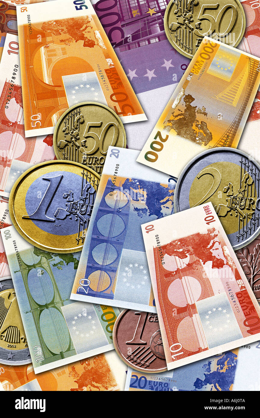 Euro notes and euro coins Stock Photo - Alamy