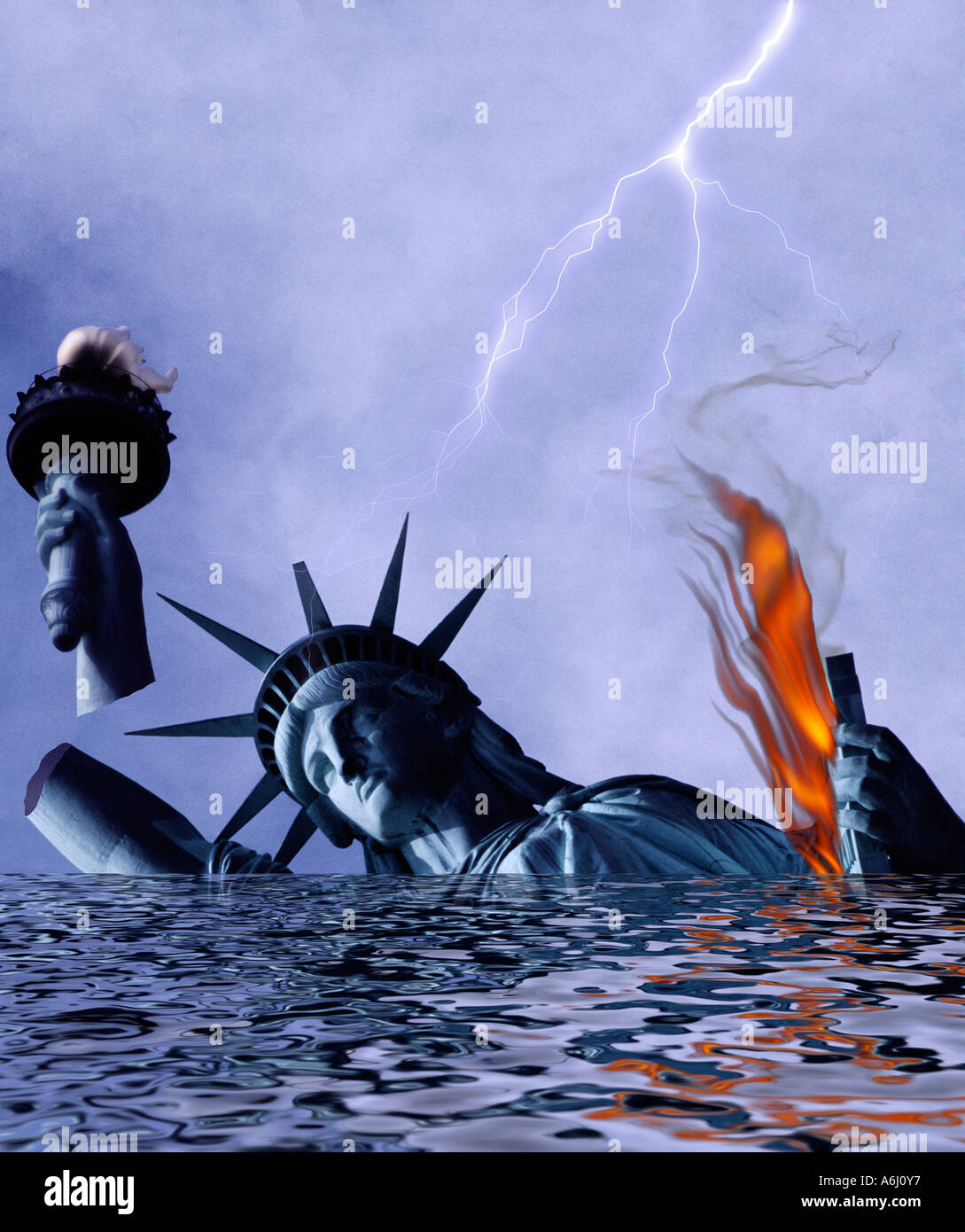 Fall of the statue of Liberty Stock Photo - Alamy