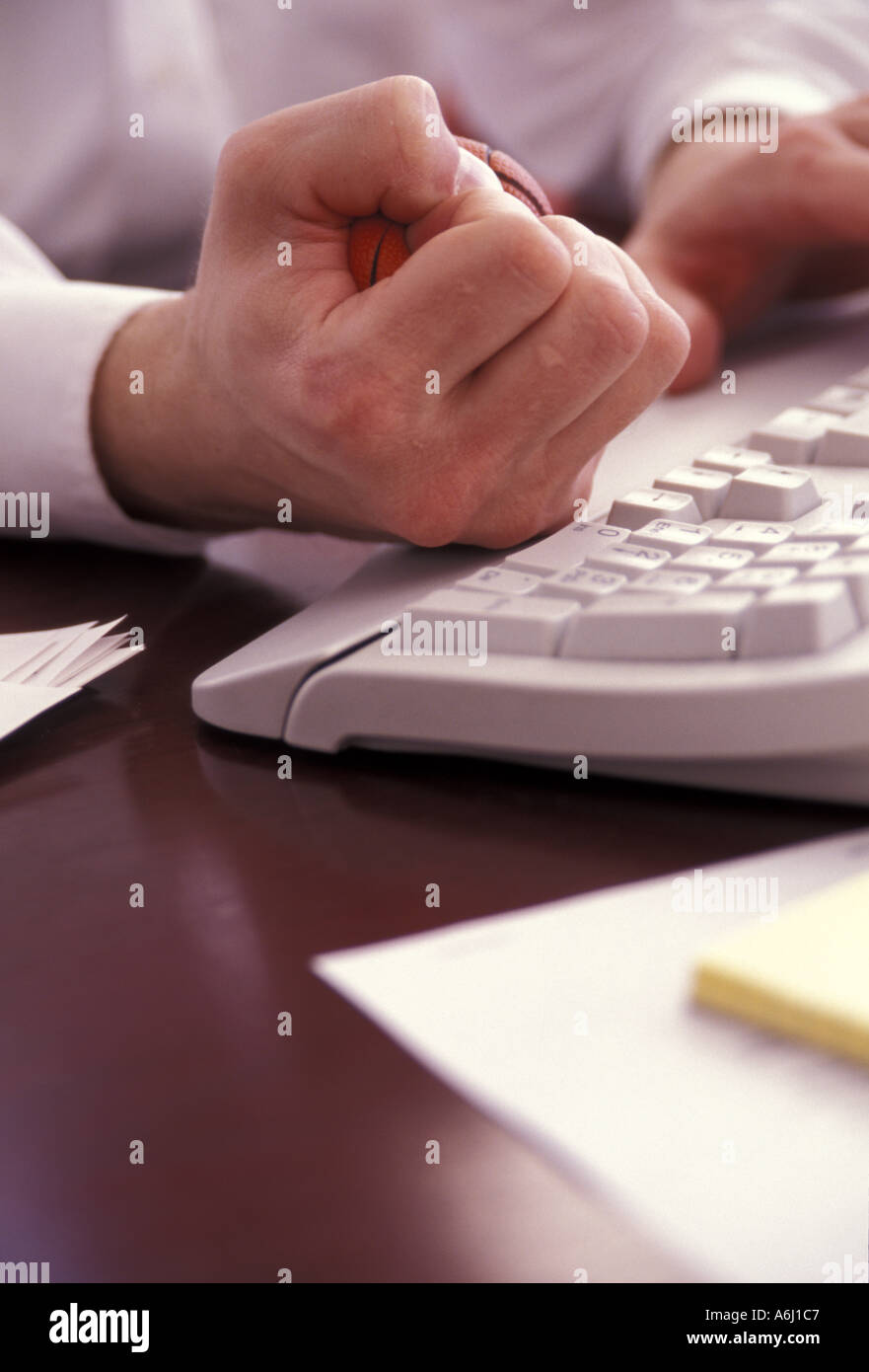 Frustrated Hands at a Keyboard Stock Photo - Alamy