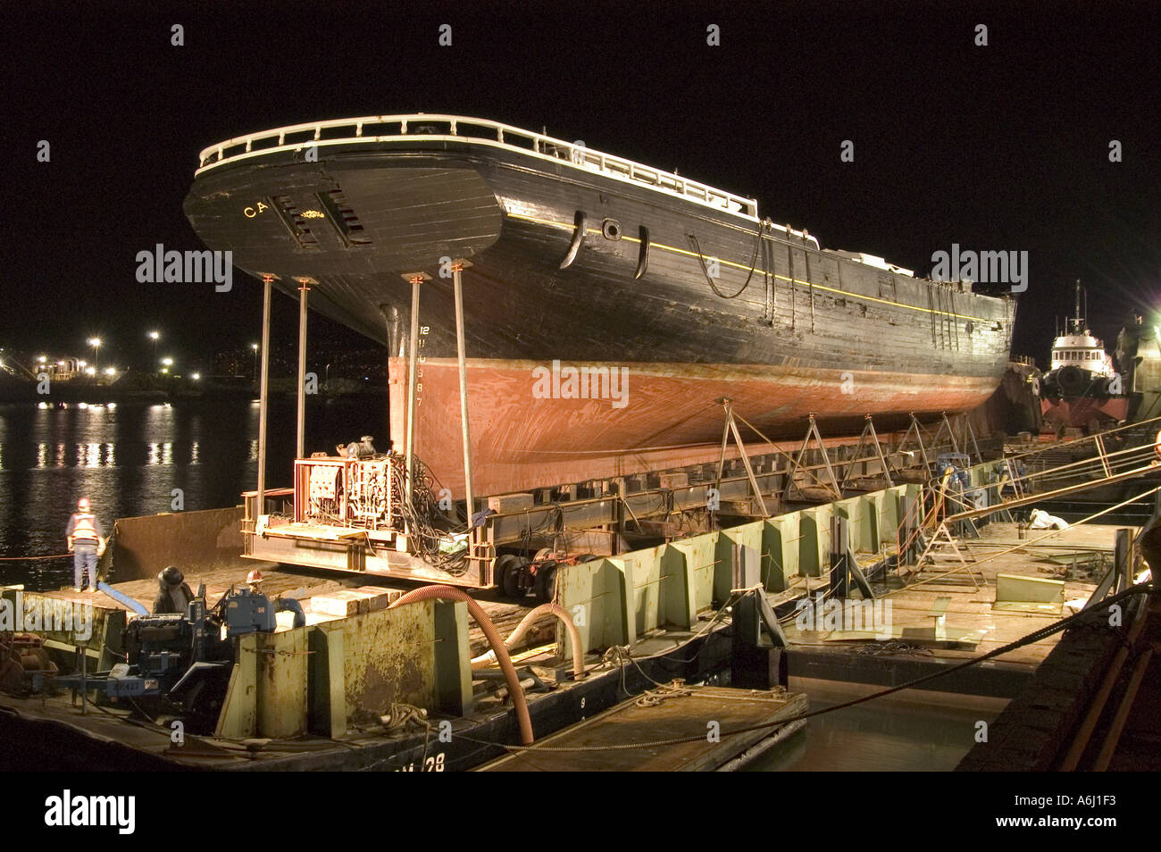 Working in a Shipyard at Night Stock Photo - Alamy