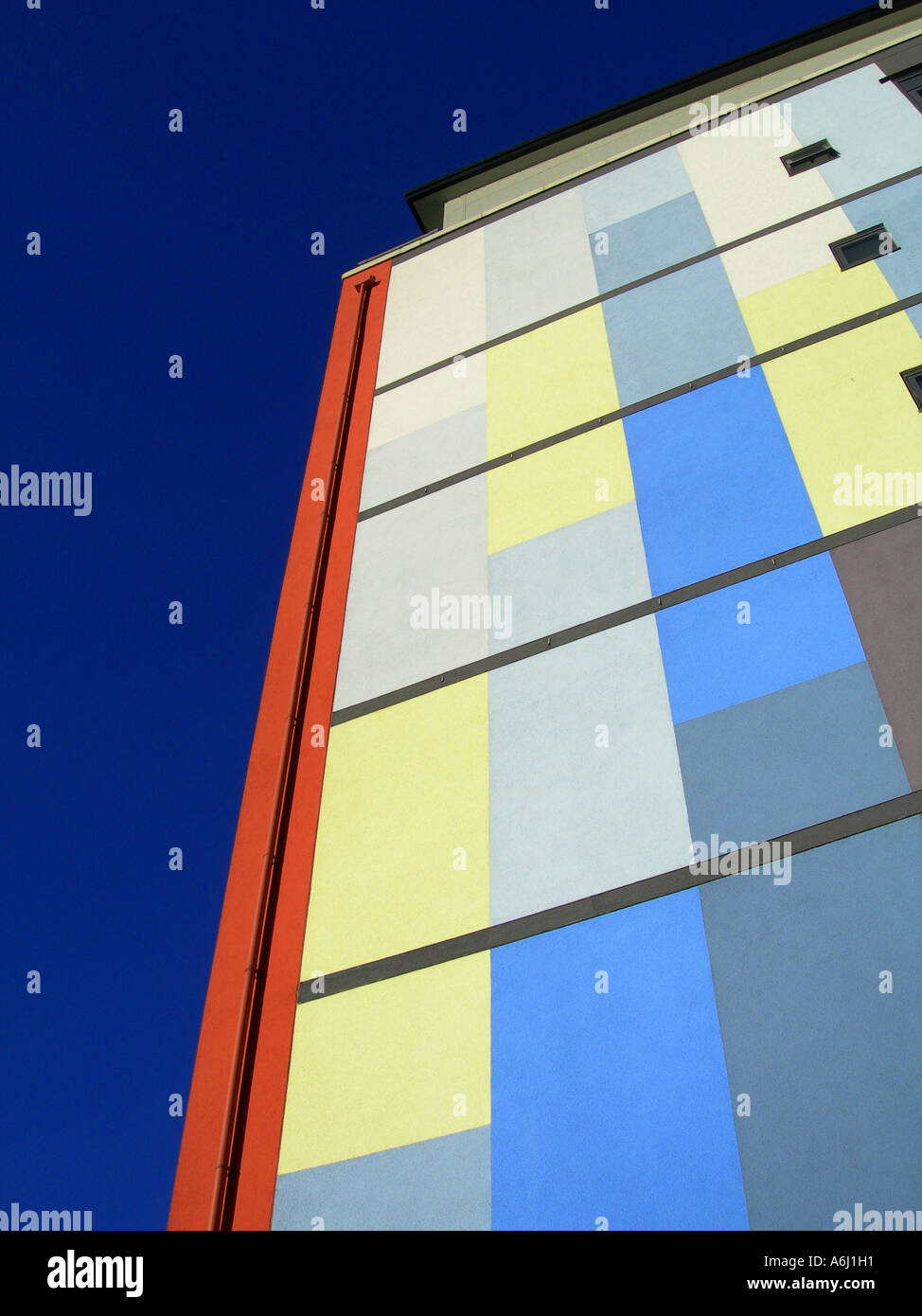 Modern renovated building changed from warehouse to flats and brightly ...