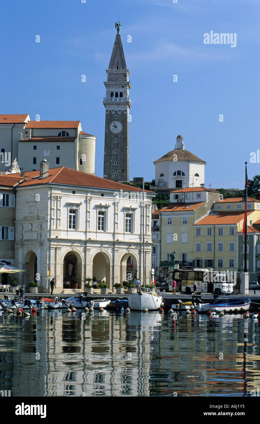 Harbour and historic center of Piran, Primorska region, Slovenia Stock ...