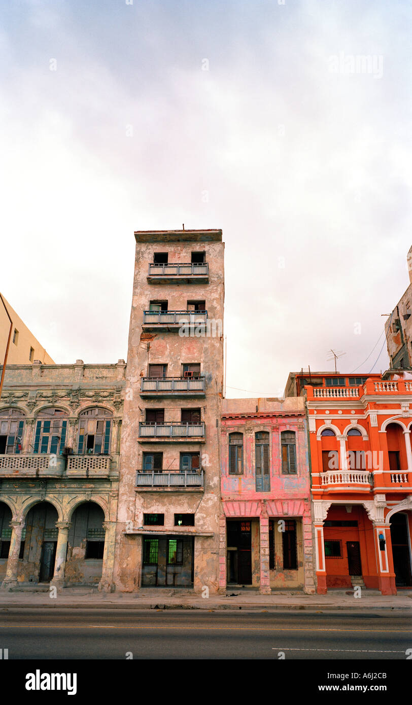 Cuban Architecture. Beautiful art deco buildings on the Malecon Havana ...