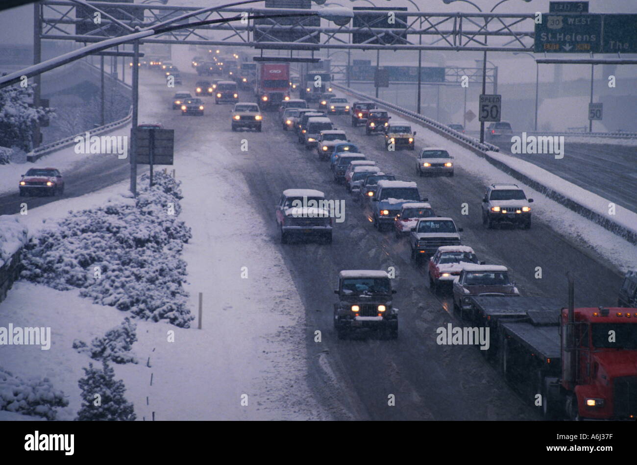 Highway in Winter Stock Photo - Alamy